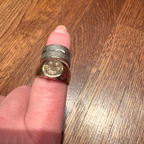 Jewelry | Smiley Face Signet Ring And Silver Tone Band | Poshmark